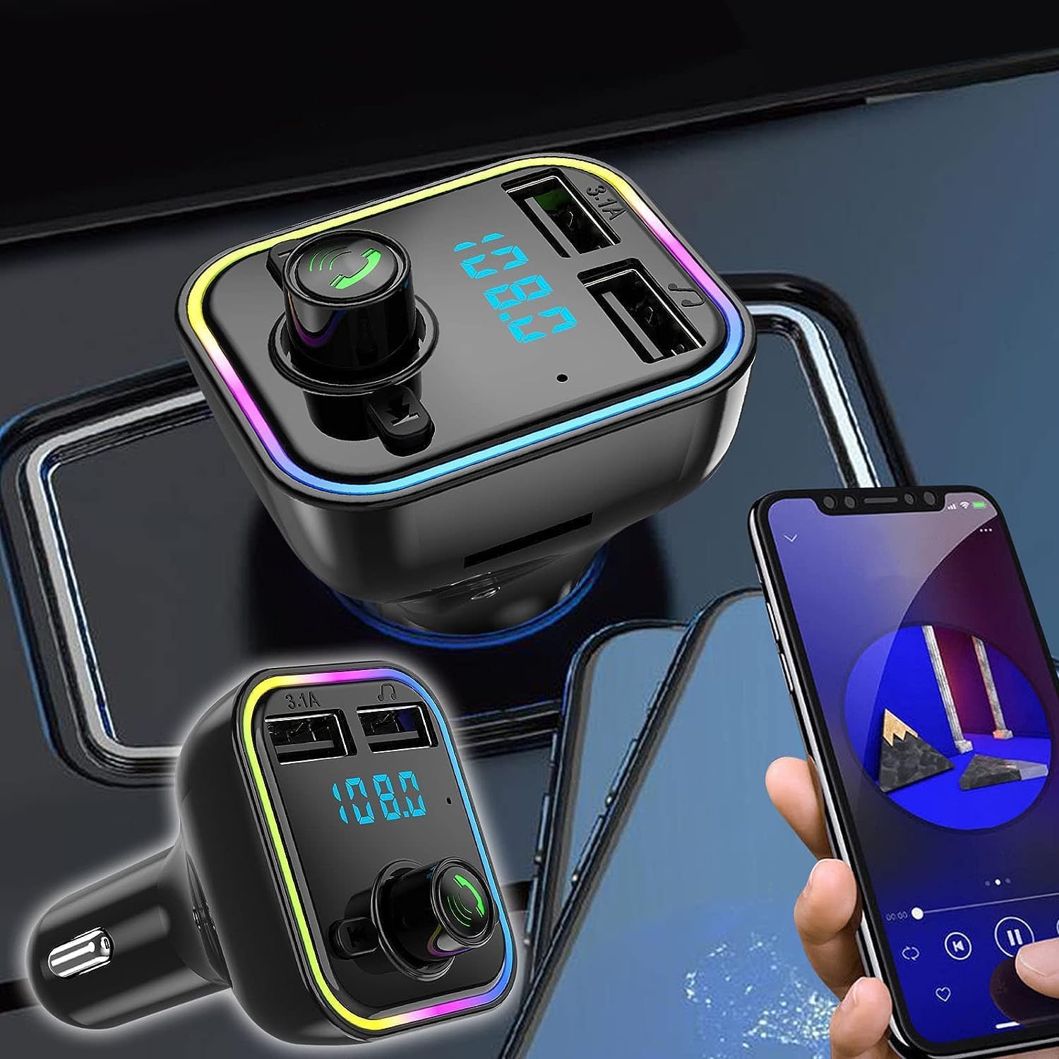 Amazon.com: in-Car Bluetooth FM Transmitter, Wireless Adapter with ...