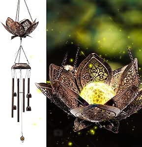 Amazon.com : Cheri Bliss Wind Chimes,Lotus Crackle Glass Ball Solar ...