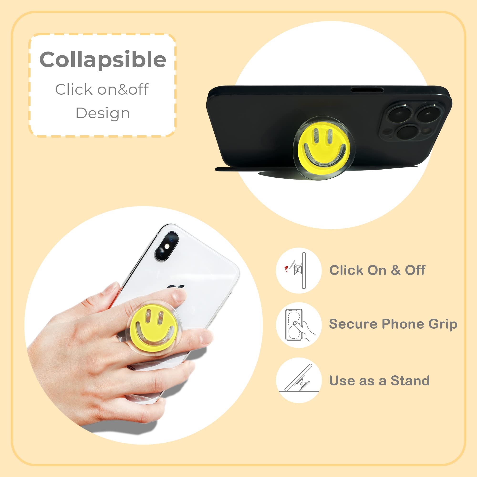 Snapklik.com : GRIPONG Smiley Face Phone Grip - Fun And Expandable ...