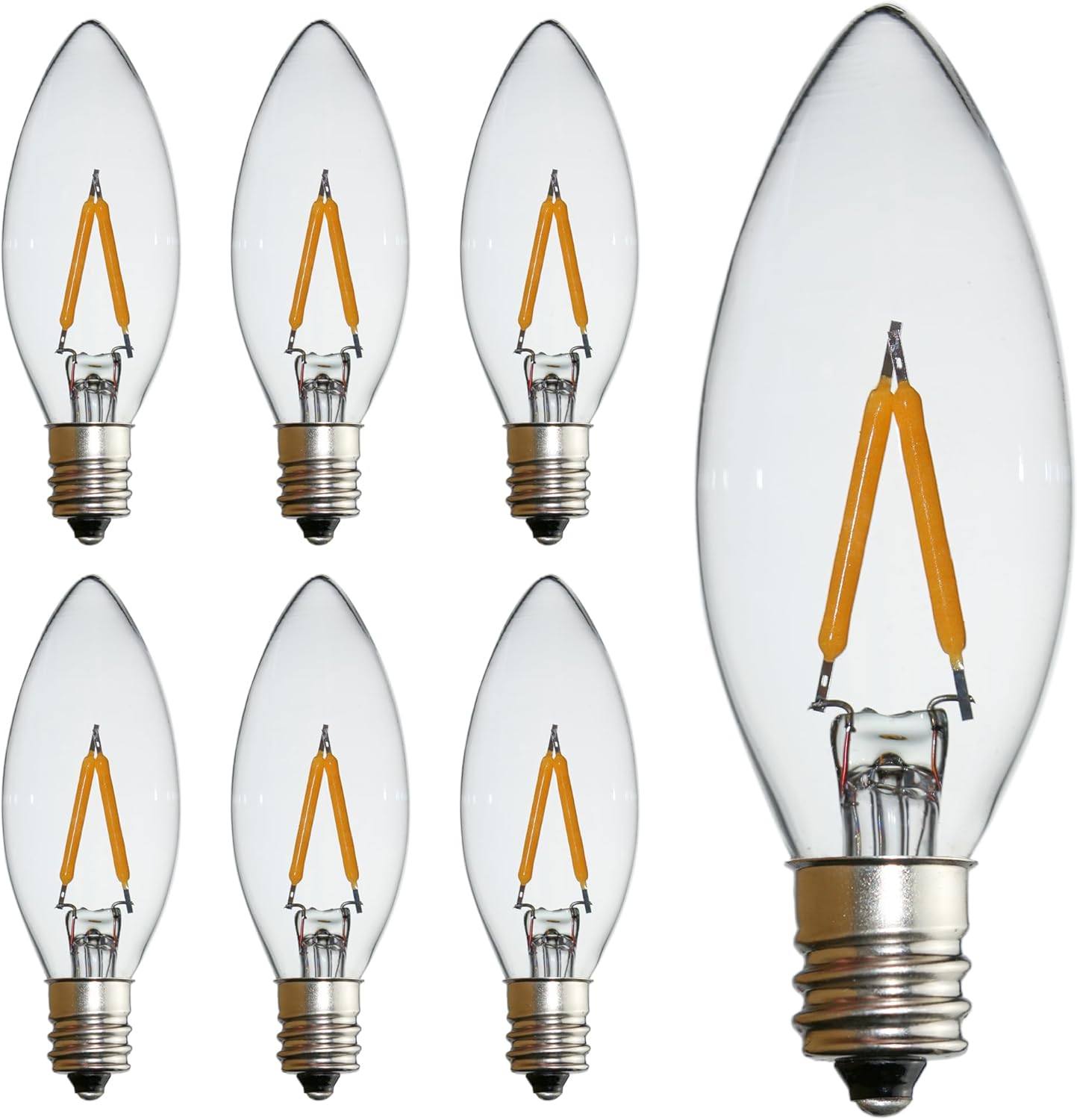 FANNIS 6 PCS Small C26 Edison Light Bulb, 1W Equals 10W, E12 Candelabra ...