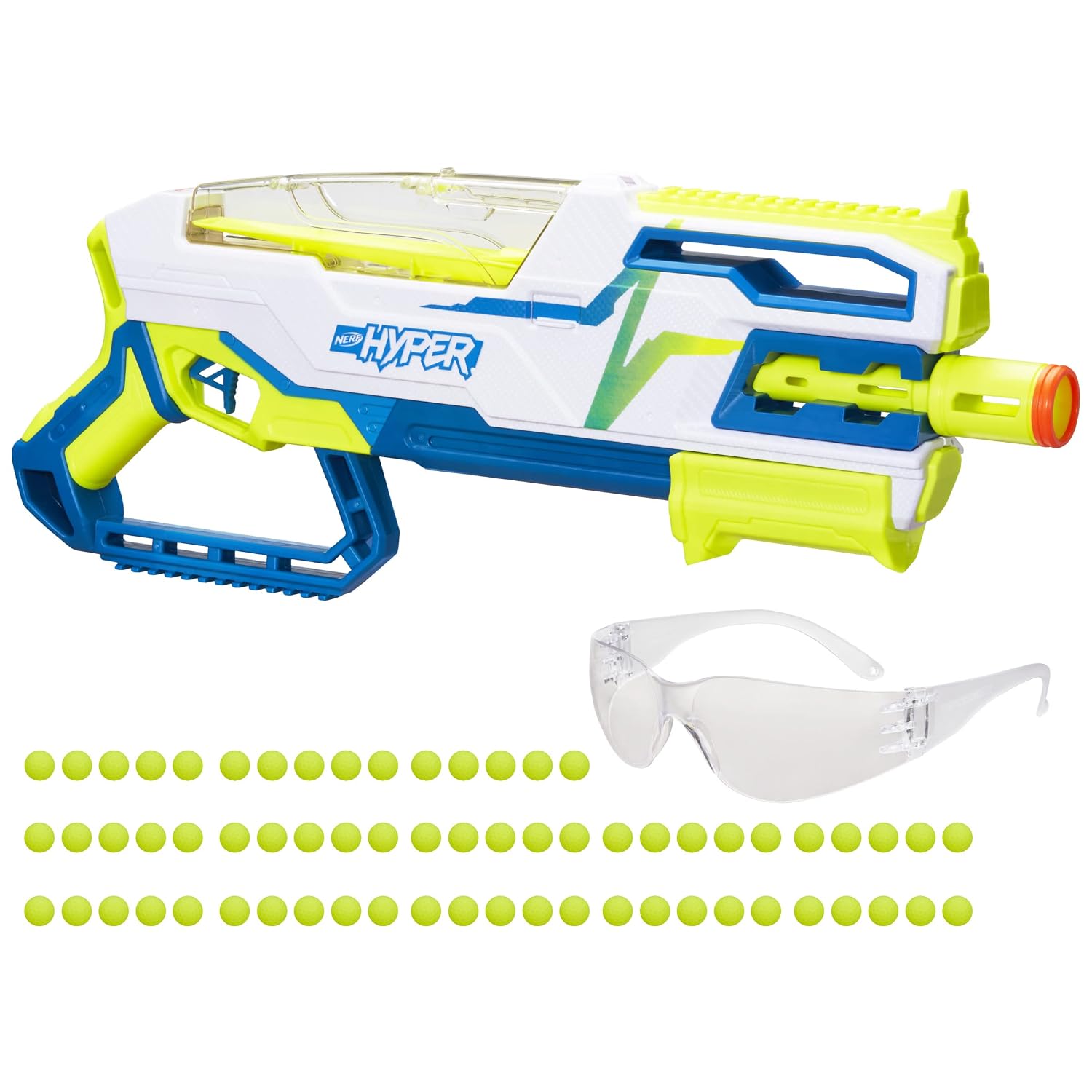 Nerf Hyper Bundle, Siege-50 Pump-Action Blaster, 65 Nerf Hyper Rounds ...