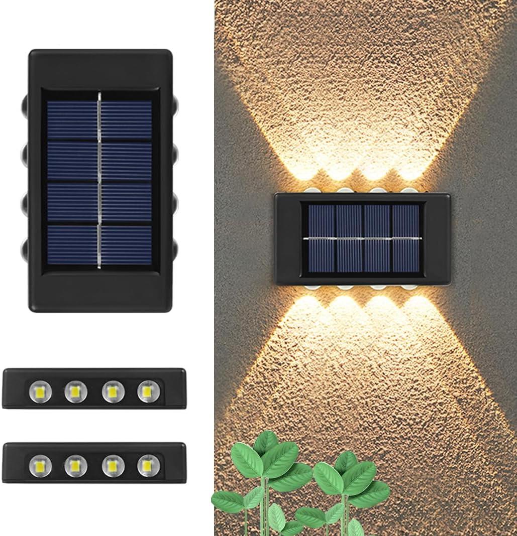 Hsenli Outdoor Solar Lights,2 Pack Outdoor Solar Induction Wall Lamp ...