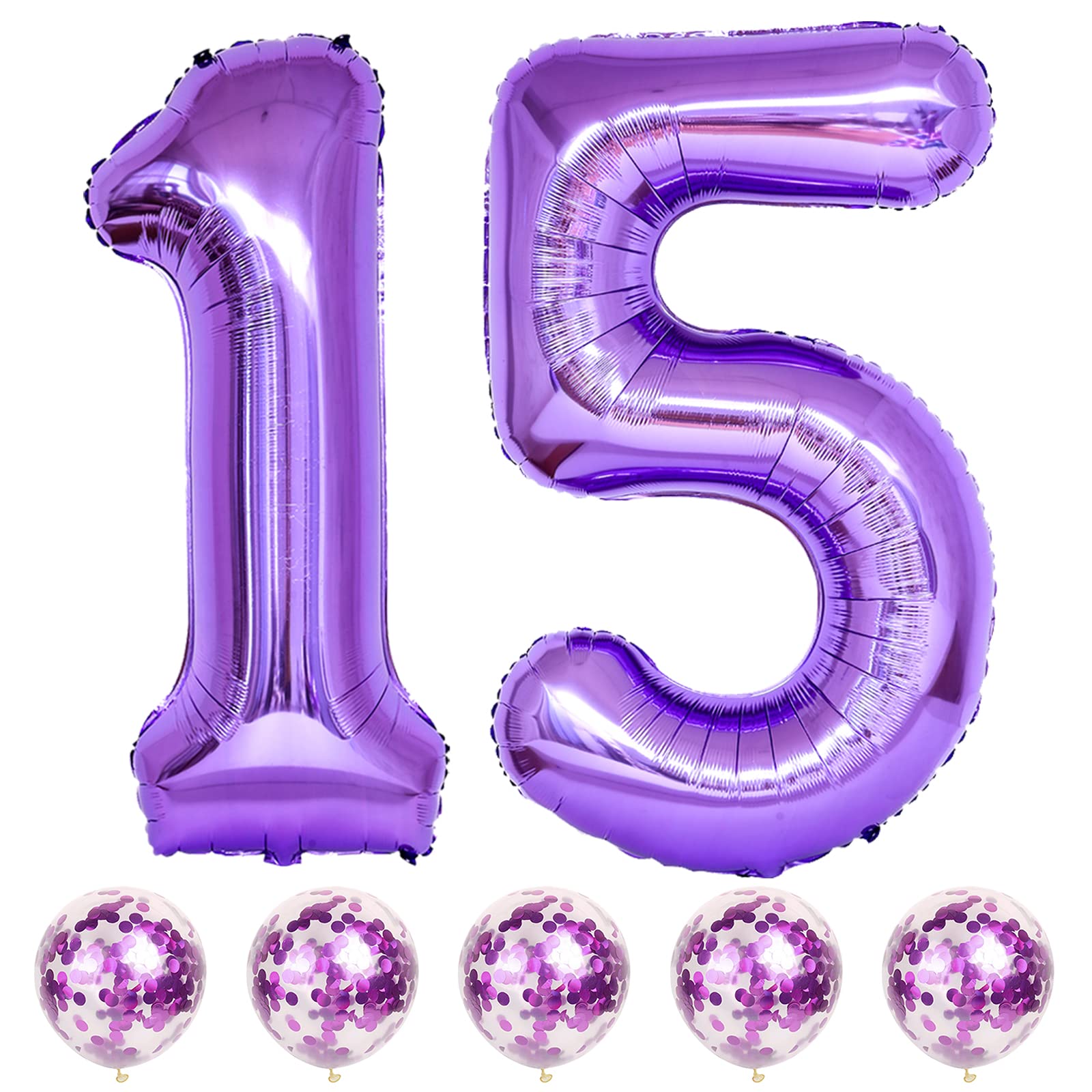 Amazon.com: 15th Birthday Balloons for Girls, 15 Inch Giant Purple Foil ...