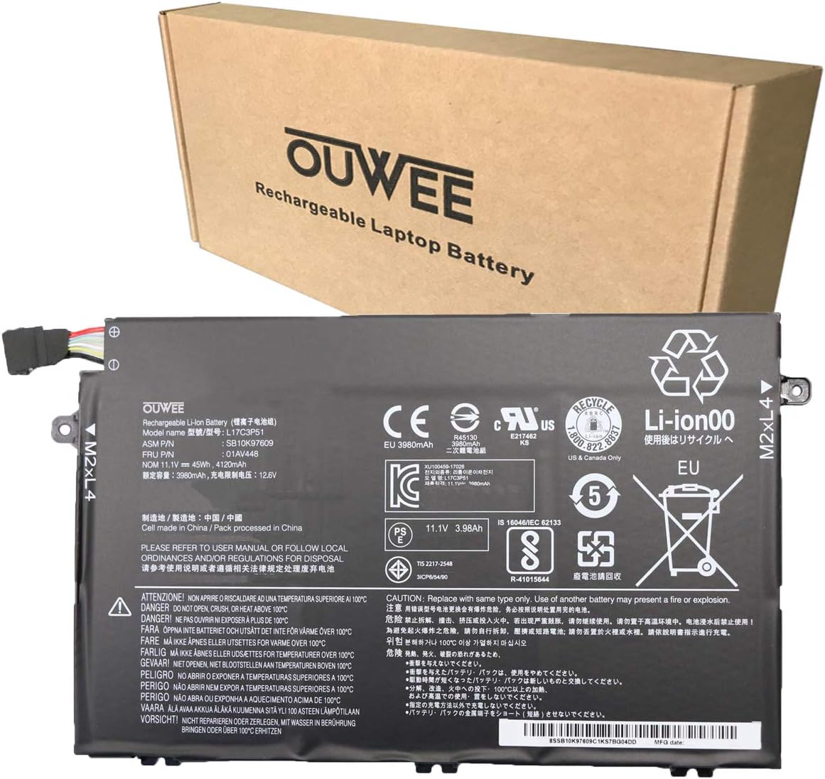 Amazon.com: OUWEE L17C3P51 Laptop Battery Compatible with Lenovo ...