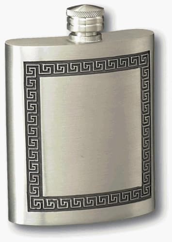 Amazon.com | 6oz Greek Design Pewter Flask: Alcohol And Spirits Flasks ...
