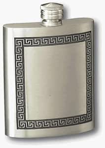 Amazon.com | 6oz Greek Design Pewter Flask: Alcohol And Spirits Flasks ...