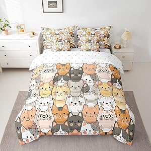 Amazon.com: Feelyou Kids Cat Twin Comforter Set with Sheets 7 Pieces ...