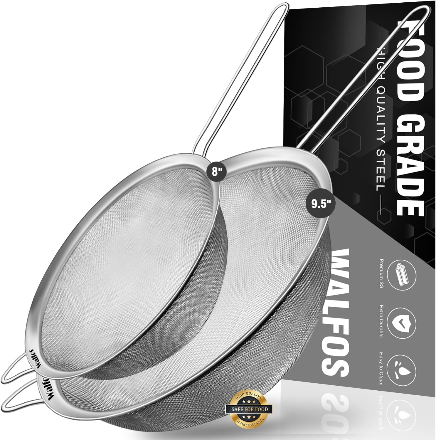 Amazon.com: 9" Kitchen Fine Mesh Strainer with Sturdy Handle and Wider ...