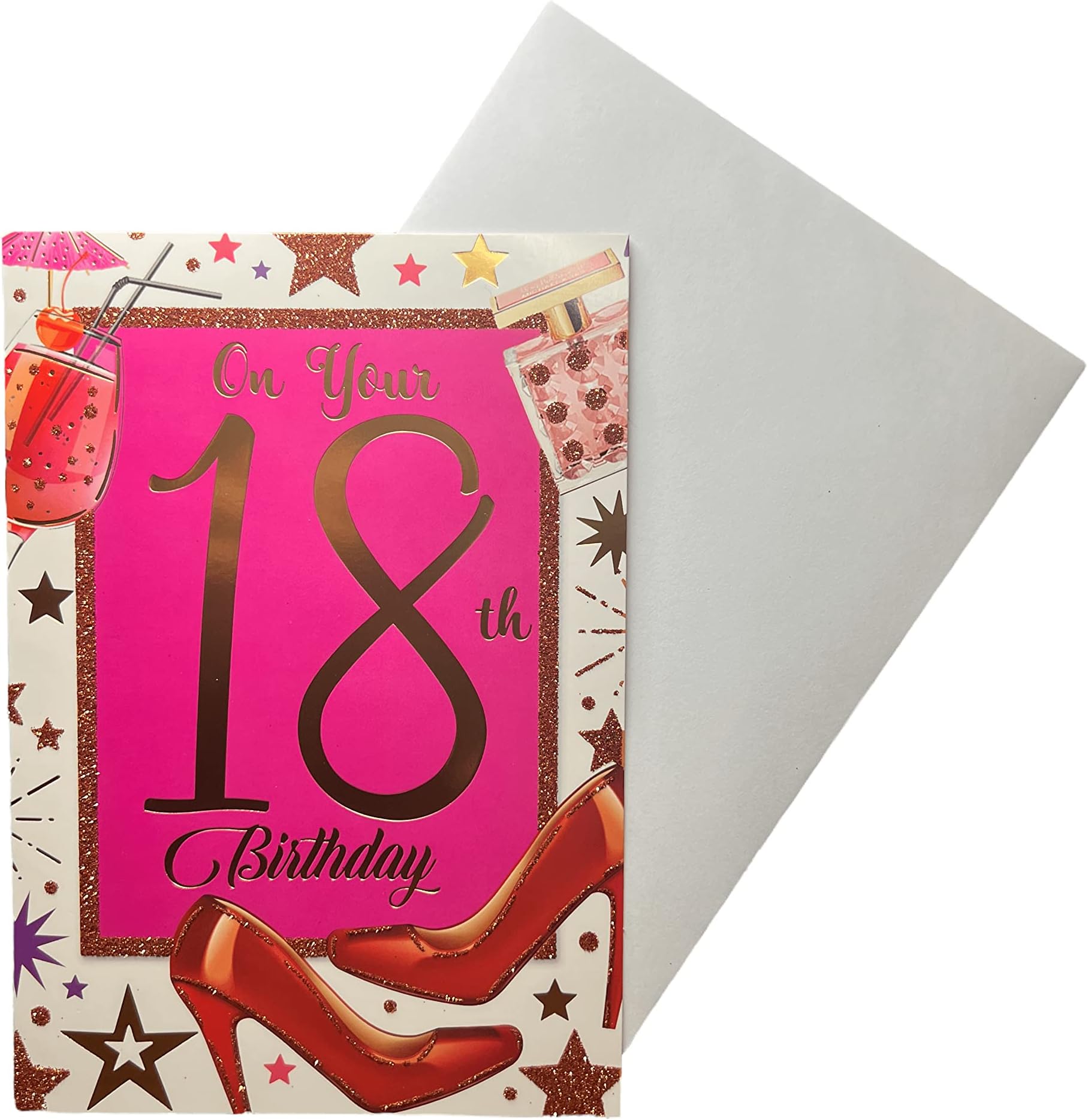 Female 18th Birthday Card for Her - Age 18 - Girl and Floral Dress ...