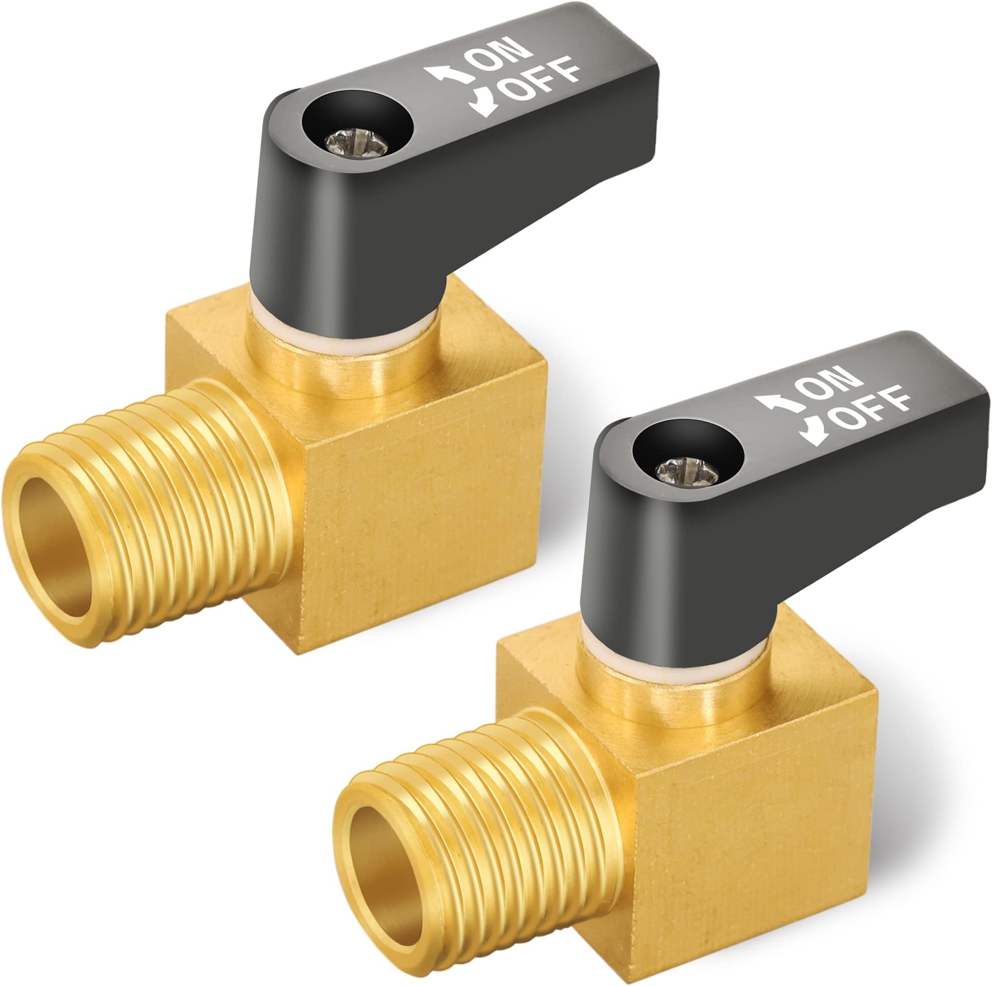 2 Pack Air Compressor Valve, 1/4" Brass Ball Type Drain Valve NPT Male ...