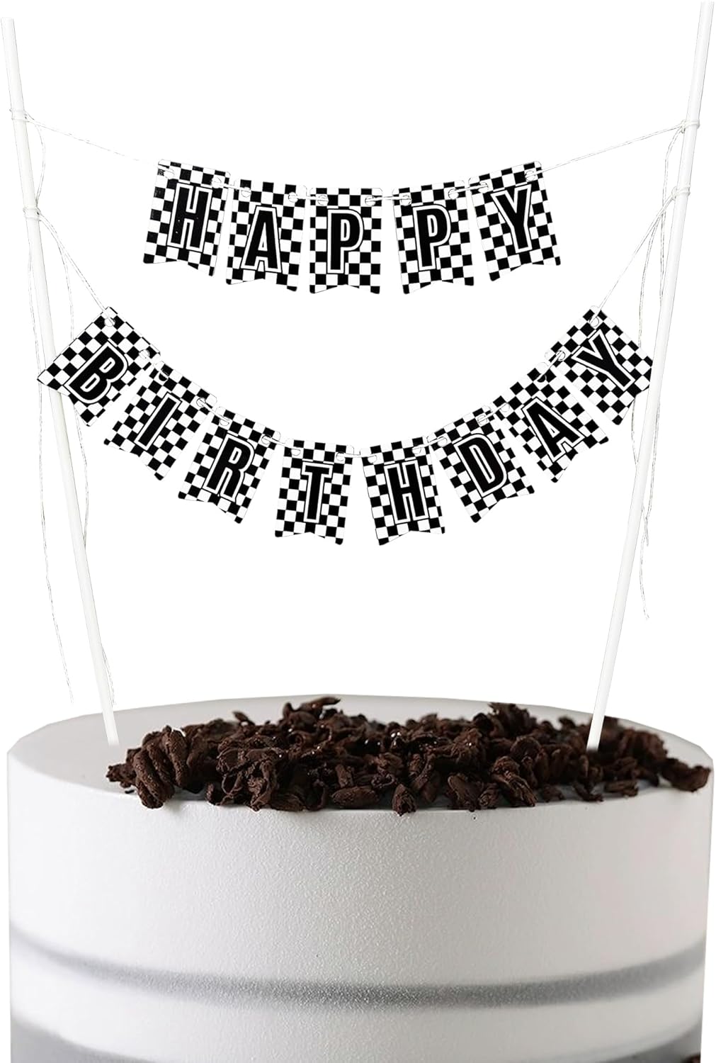 Amazon.com: Checkered Flag Cake Topper Banner Race Car Cake Topper ...