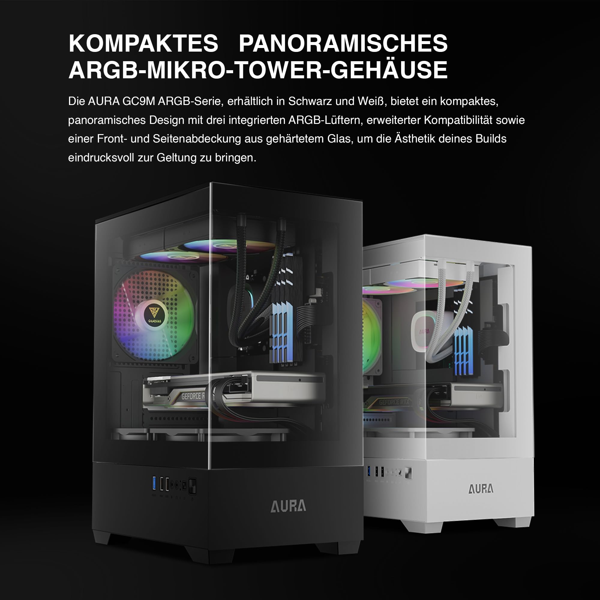 Pc Case GAMDIAS Micro-ATX Tower With Tempered Glass, Gaming M-ATX ...