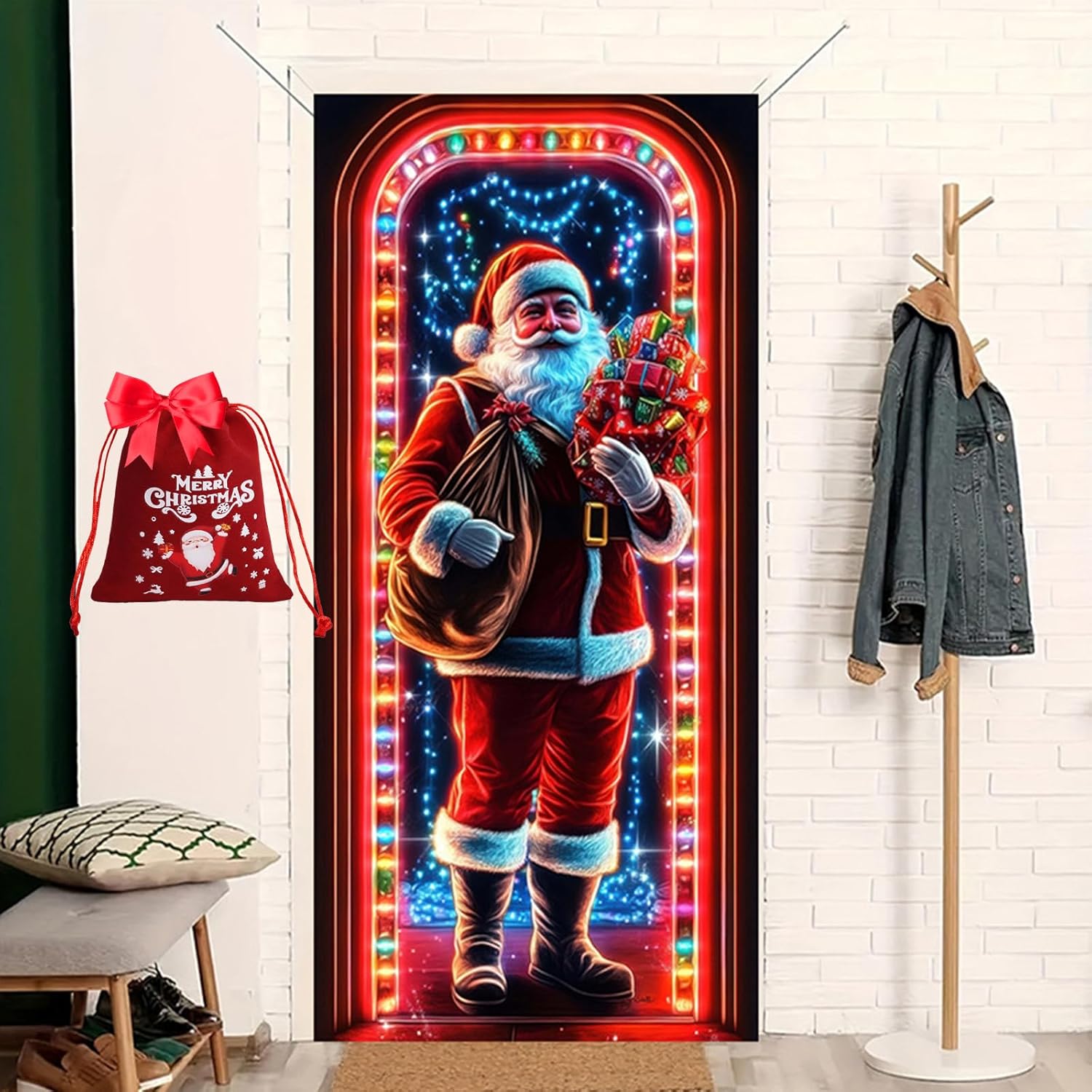 Amazon.com: Santa Claus Door Frame Banner, 2026 Happy Christmas Door ...