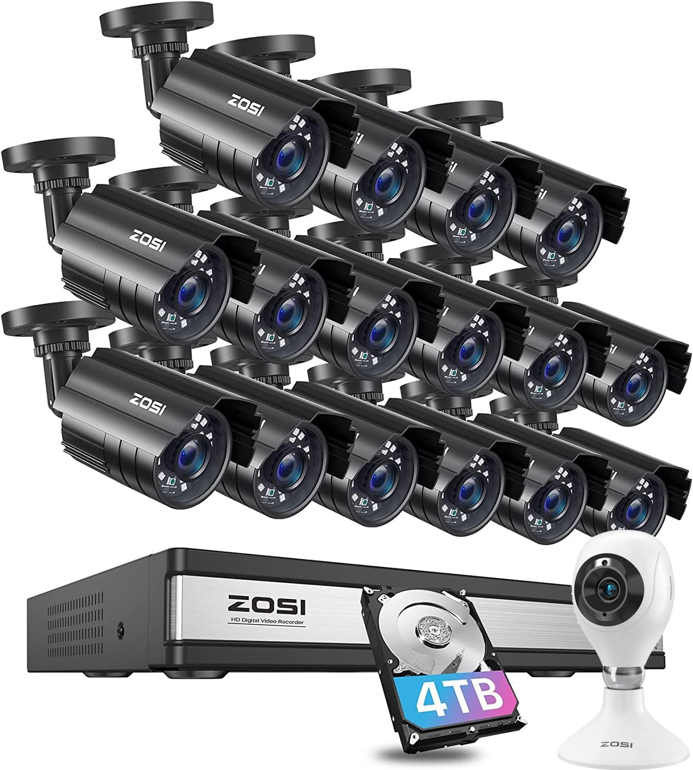 Amazon.com : ZOSI 16CH 1080P 16PCS 1920TVL Surveillance Cameras System ...