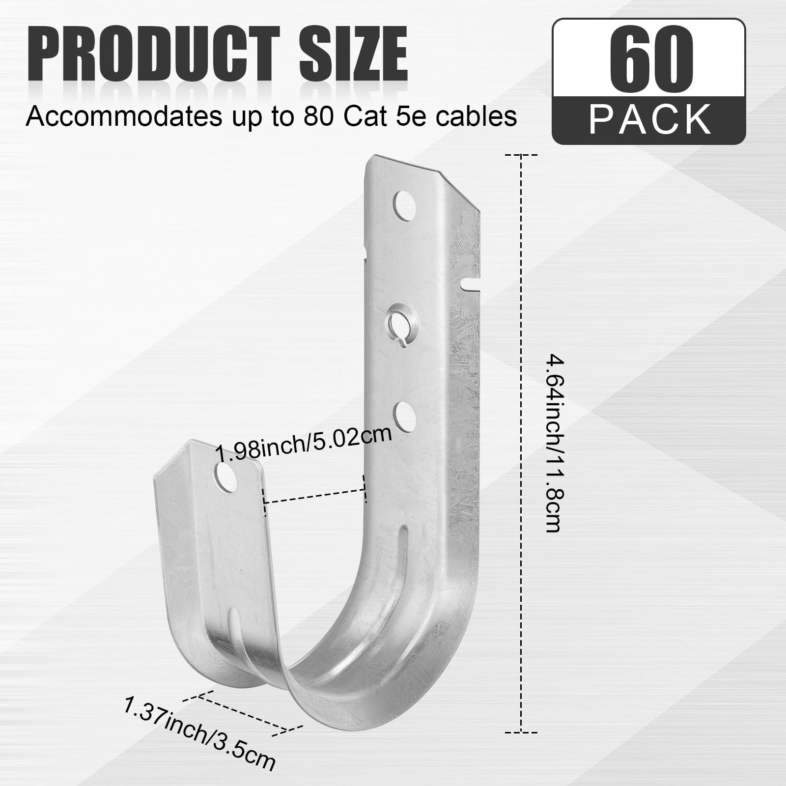 Snapklik.com : Blulu 60 Pcs 2" Cable Support J Hooks Heavy Duty ...