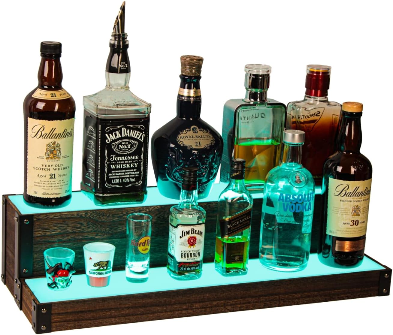 VIEWAY LED Lighted Liquor Bottle Display Stand 2 Step 24 Inch Bar ...