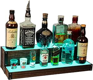 VIEWAY LED Lighted Liquor Bottle Display Stand 2 Step 24 Inch Bar ...