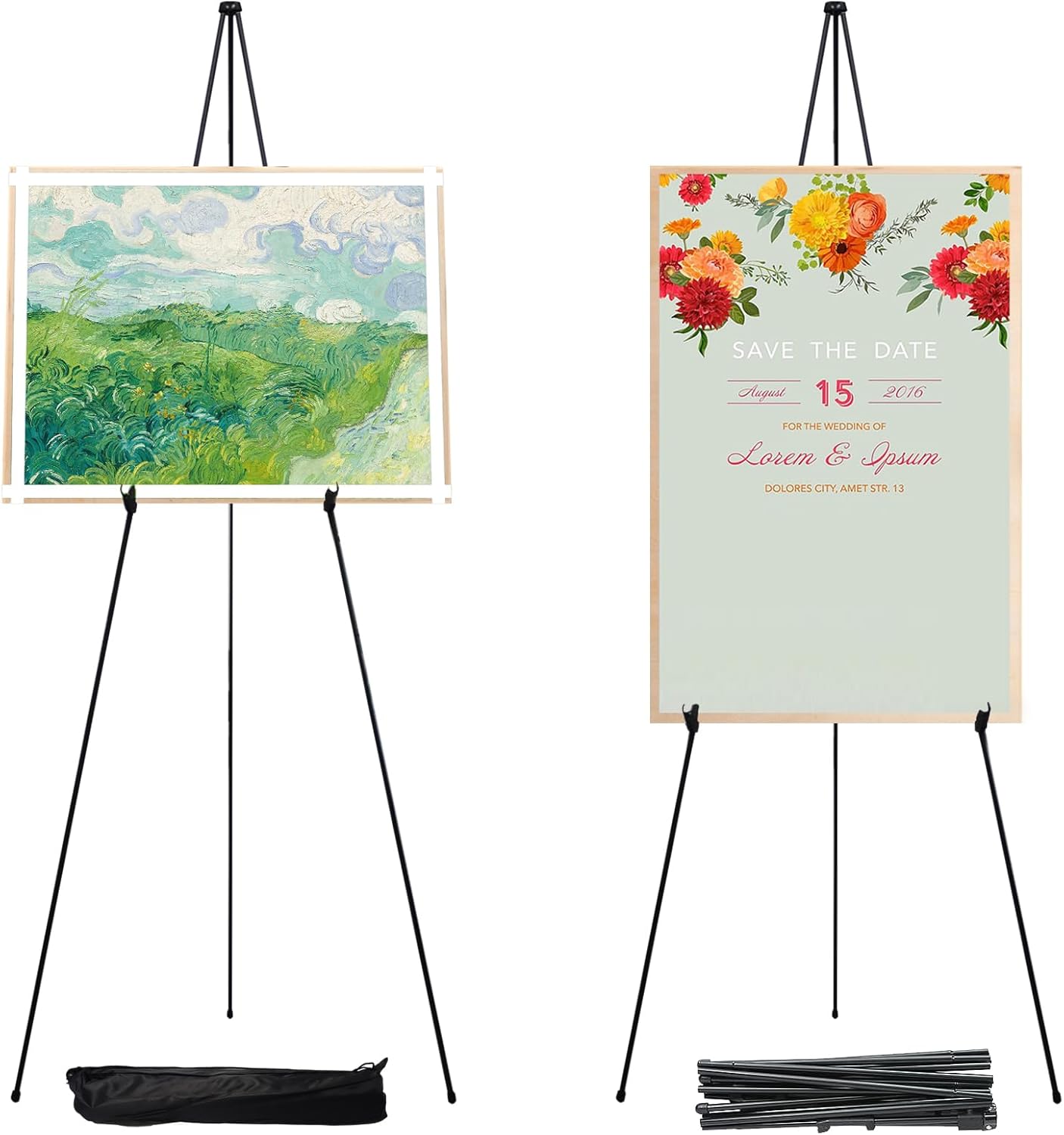 Amazon.com: 2 Pack 63" Black Easel Stand for Display Wedding Sign ...