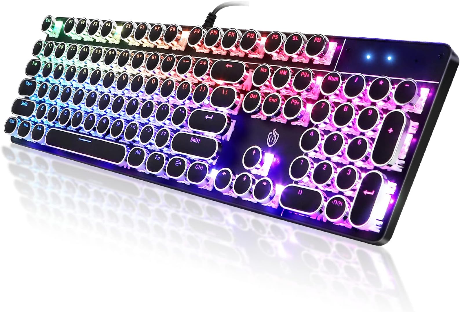 Amazon.com: TROCHIN Typewriter Style Mechanical Gaming Keyboard RGB ...