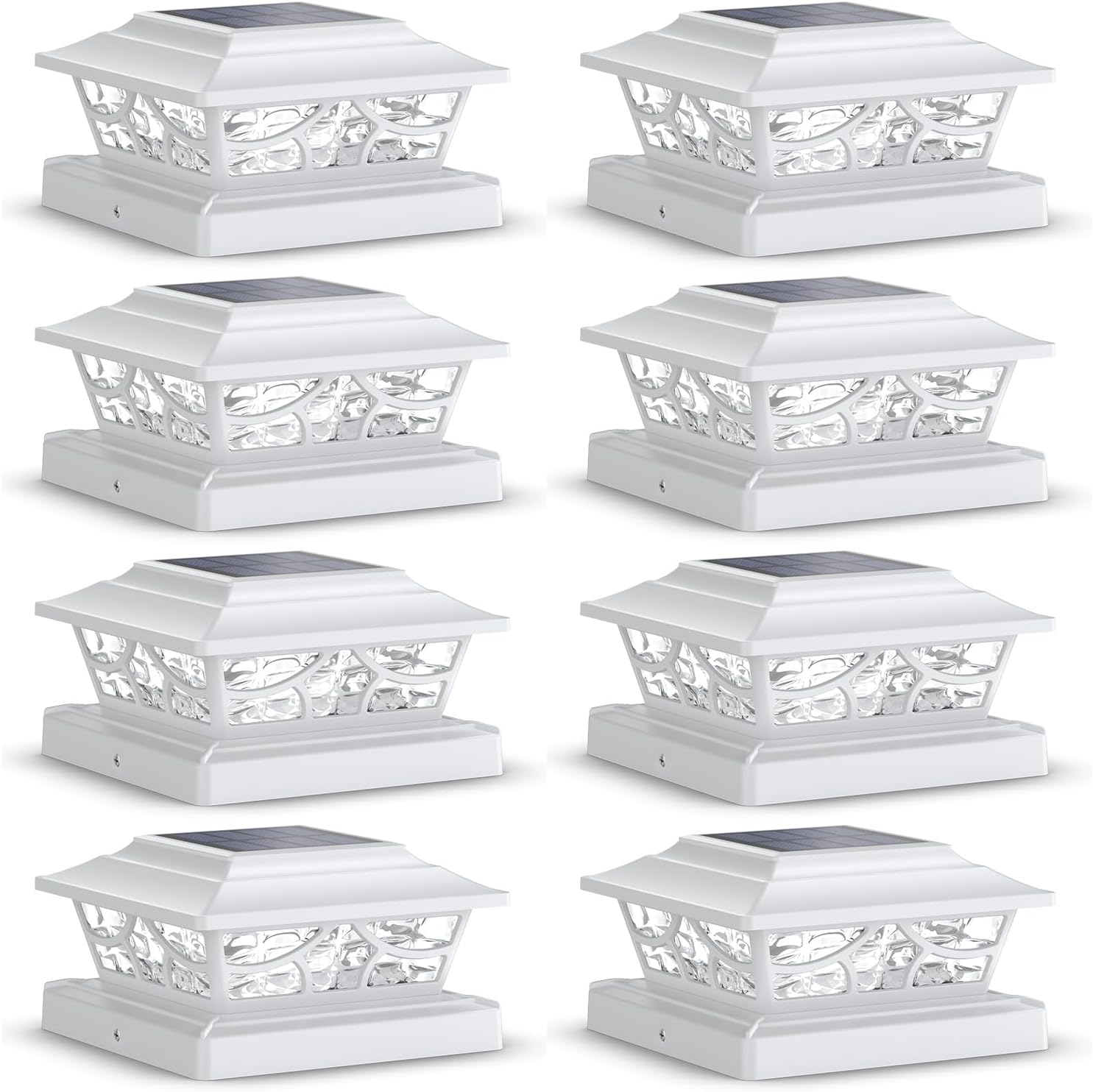 iGlow 18 Pack White Outdoor Garden 5 x 5 Solar LED Post Deck Cap Square ...