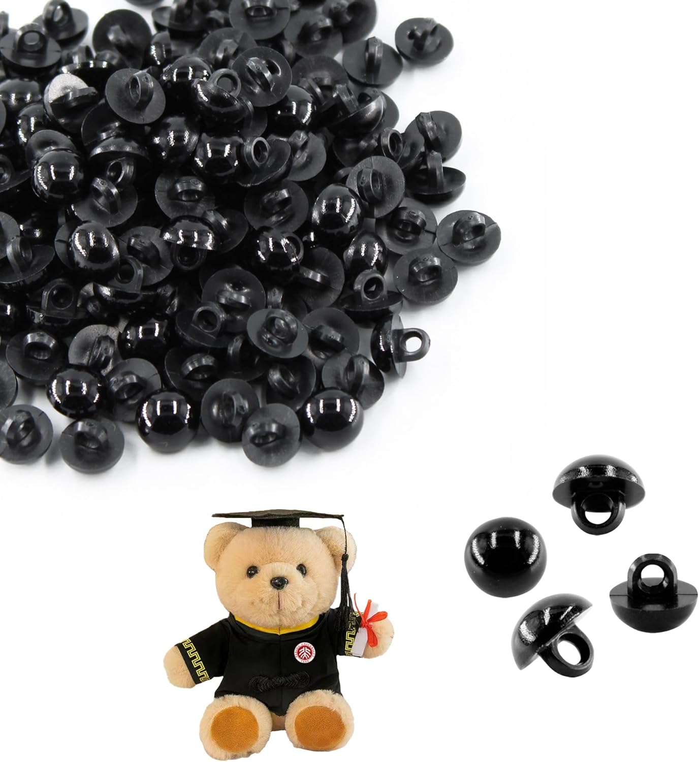 Amazon.com: AUXBC 150PCS 0.35Inch Black DIY Mushroom Eyes Button, Round ...