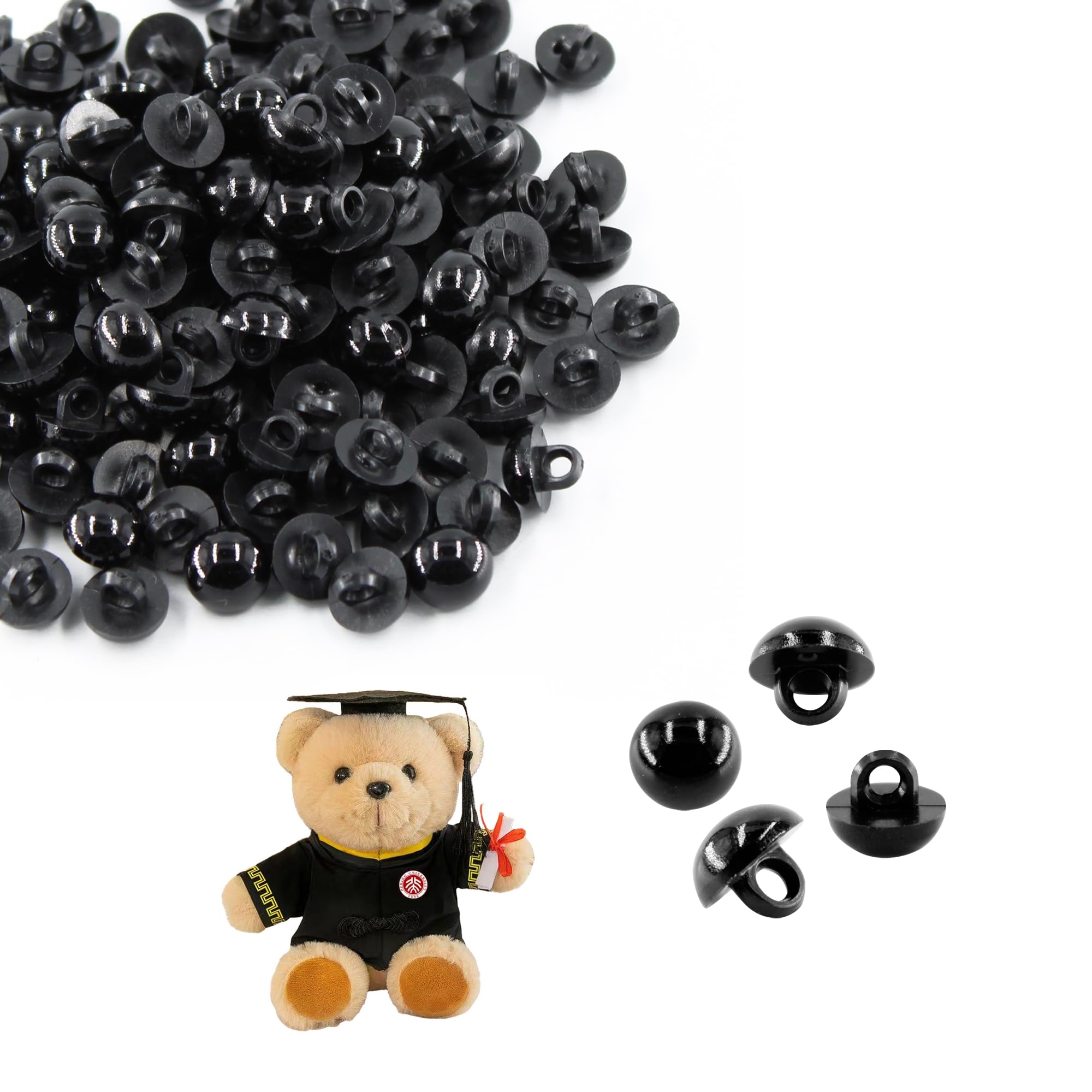 Amazon.com: AUXBC 150PCS 0.35Inch Black DIY Mushroom Eyes Button, Round ...