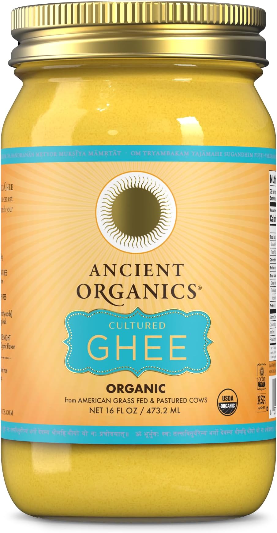 Amazon.com : Ancient Organics Cultured Ghee, Organic Grass Fed Gluten ...