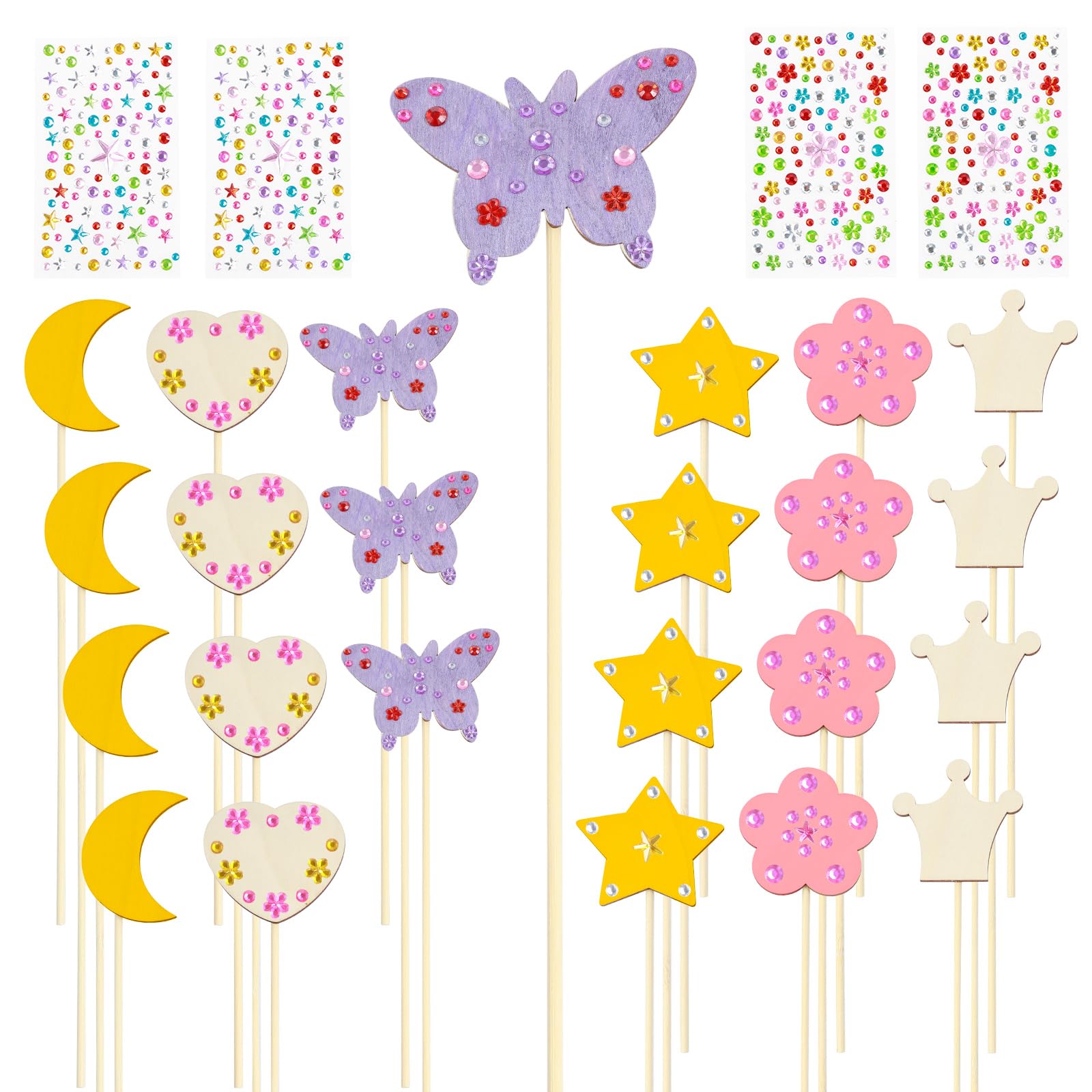 Fairy Wands Kit 18-Piece Princess Fairy Wand Craft Kit - Unfinished ...