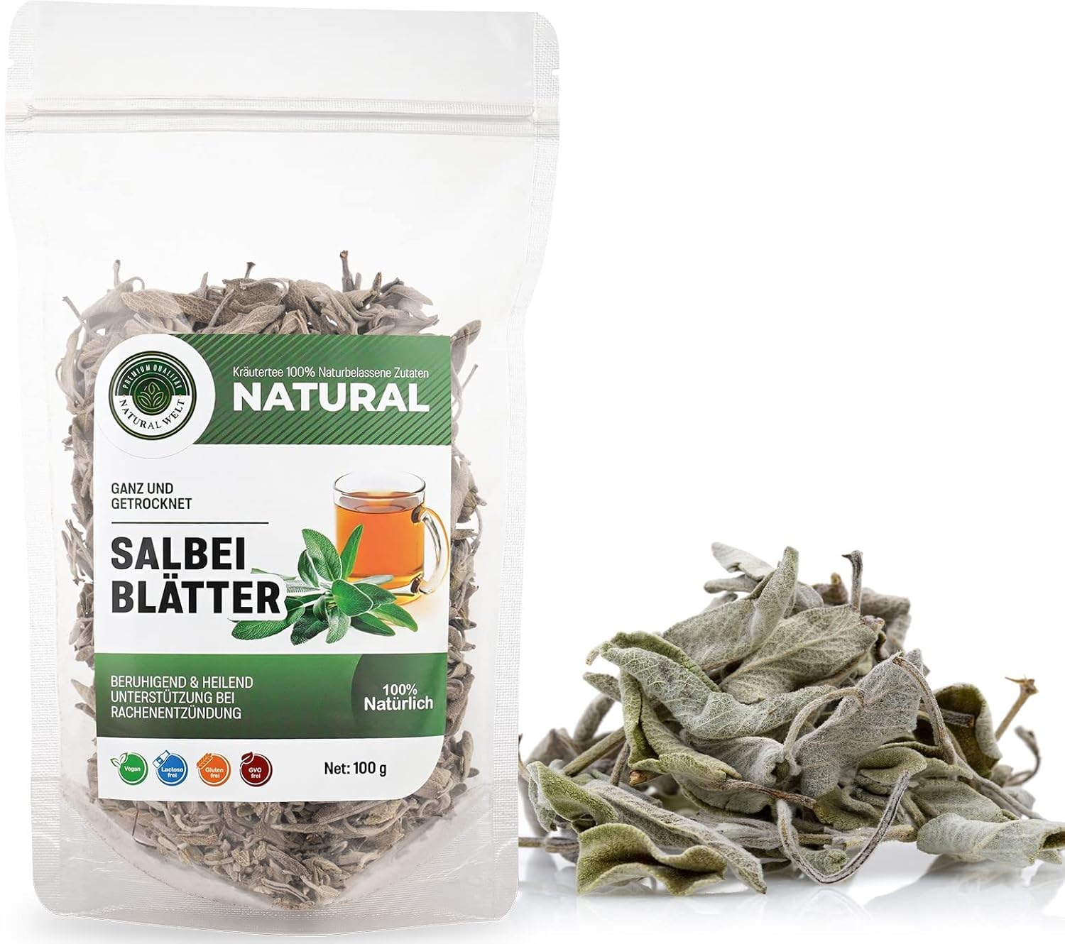 PREMIUM QUALITÄT NATURAL WELT Salbeitee 100g I getrocknet und ...