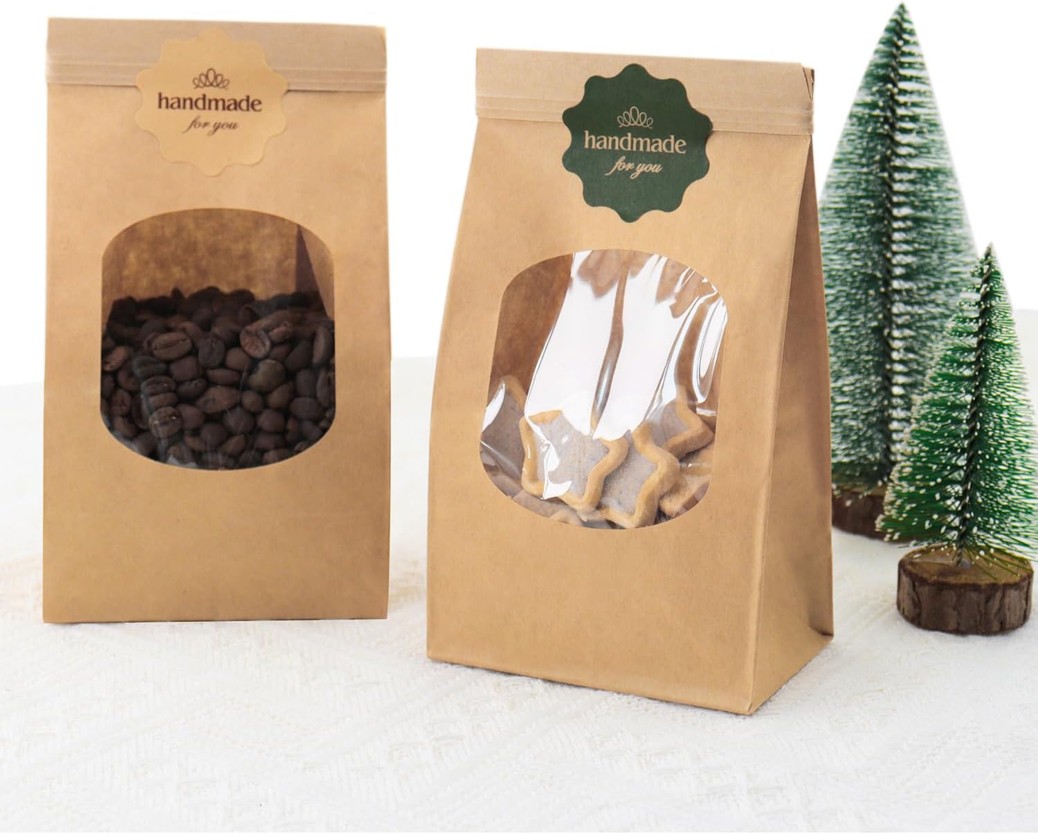 Amazon.com: 50 PCS 3.54x2.36x6.69in Bakery Bags with Window, Tin Tie ...
