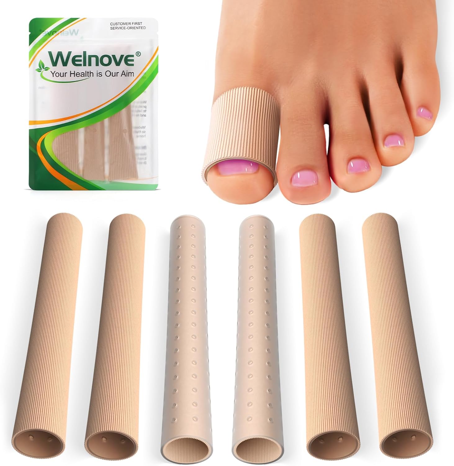 Amazon.com: Welnove Toe Tubes Sleeves Protectors - 6 Pack Toe Cushions ...
