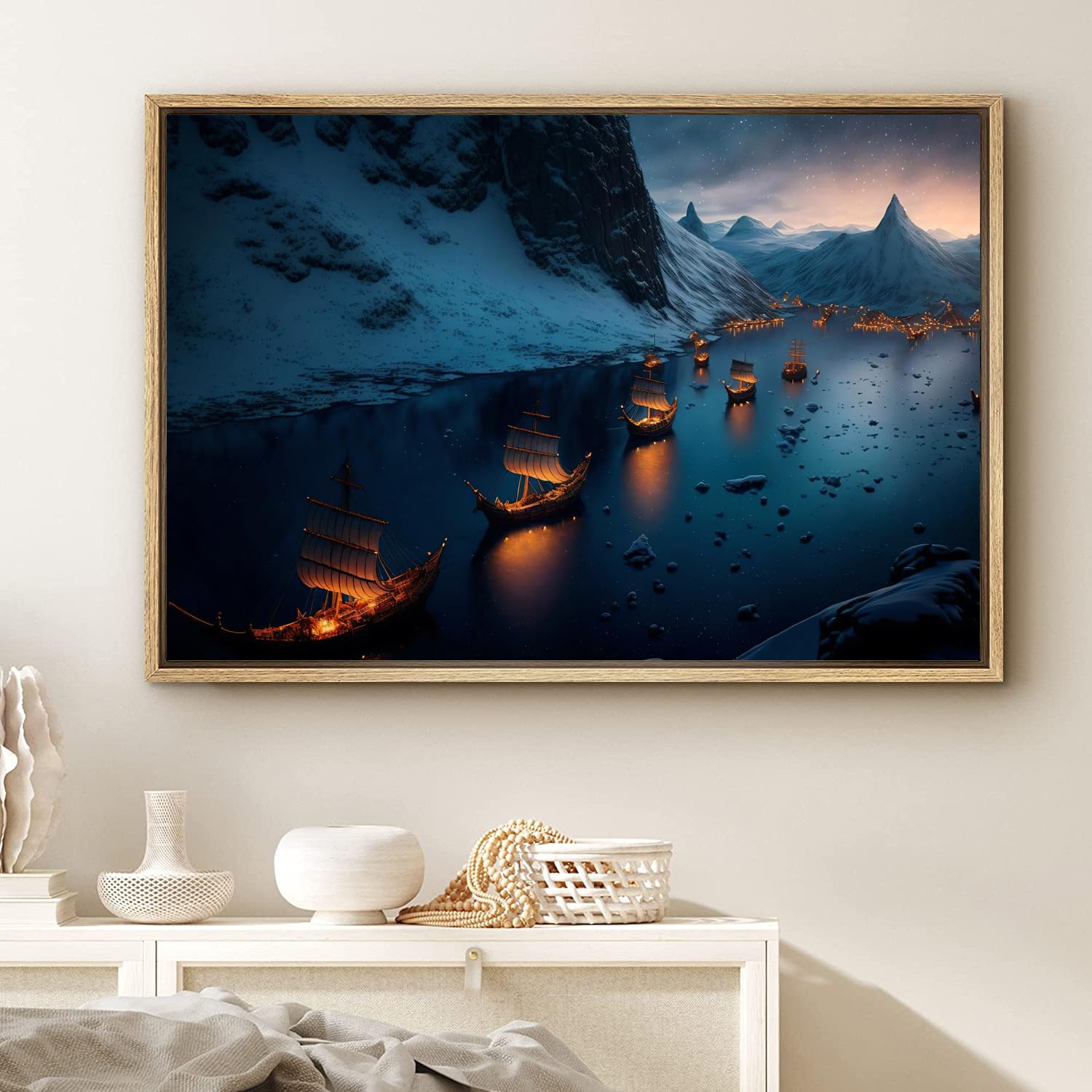 Amazon.com: ZZJYYC Norwegian Viking Ship Poster Viking Warship Wall Art ...