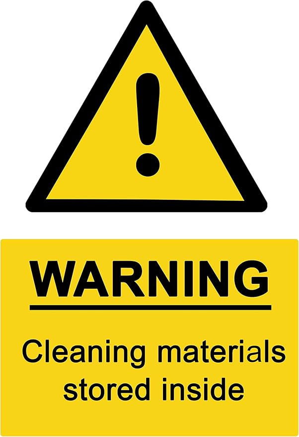 2 x Warning - Cleaning Materials Stored Inside - Info Label Sign ...