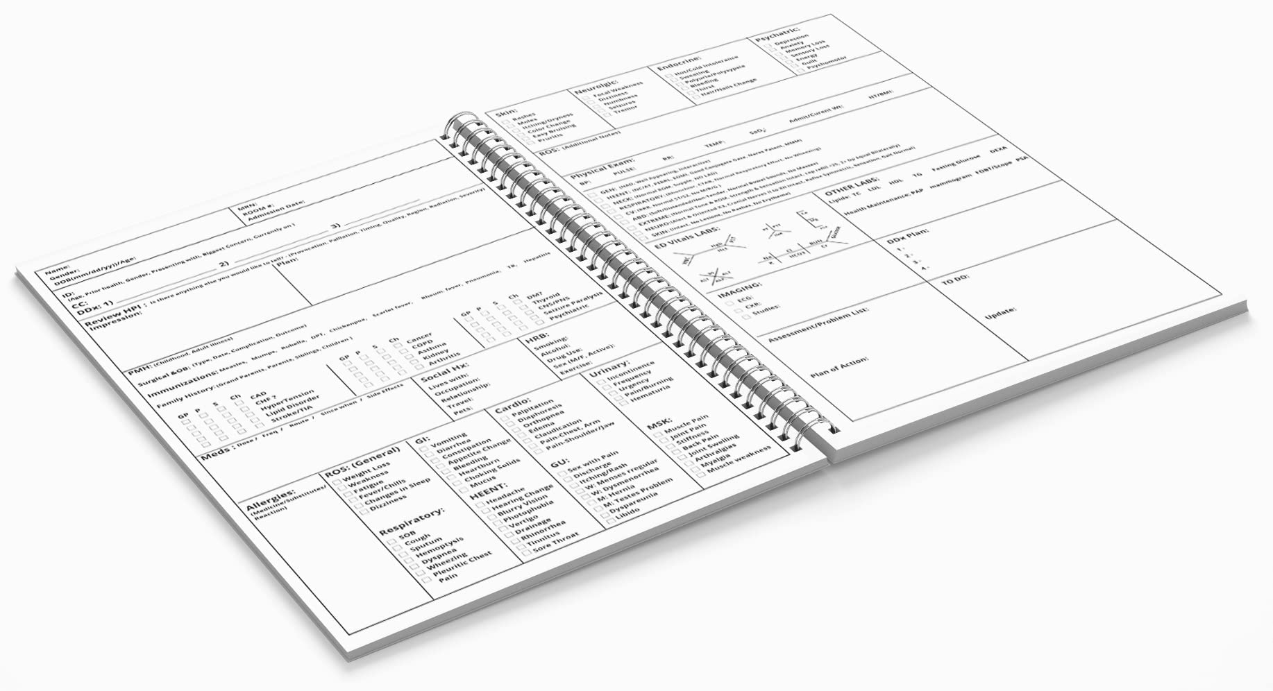 Nurse Report Sheet Notebook 2 Pack H&P Notebook: 110 Perforated Medical ...