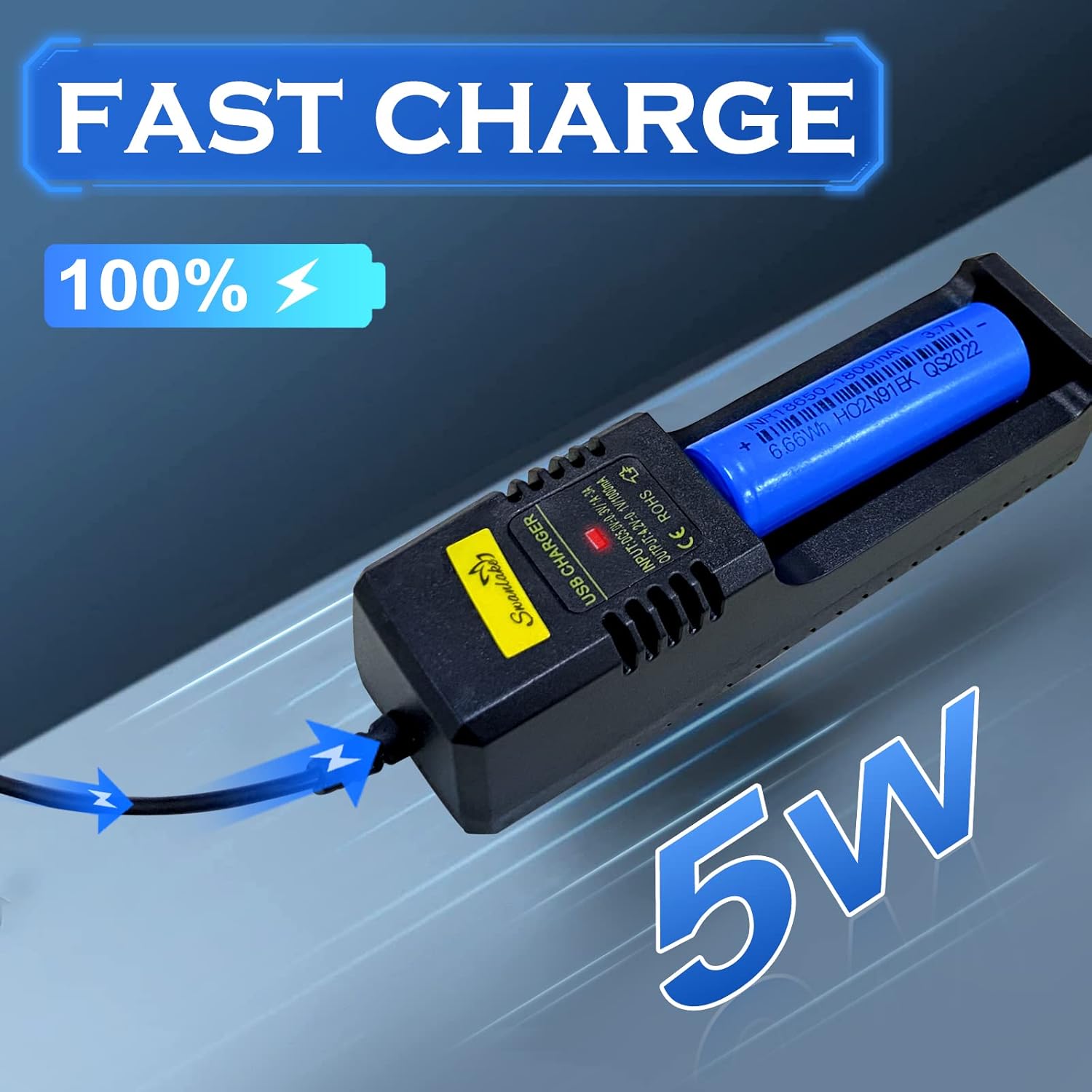 LCD Display Charger Single Slot 18650 Battery Charger - Universal Li ...