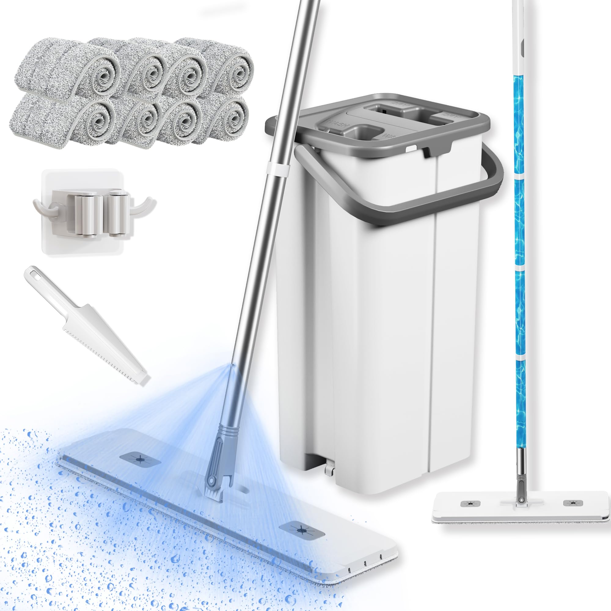 Large Spray Mop and Bucket with Wringer Set, Wet and Dry Use, 16 ...