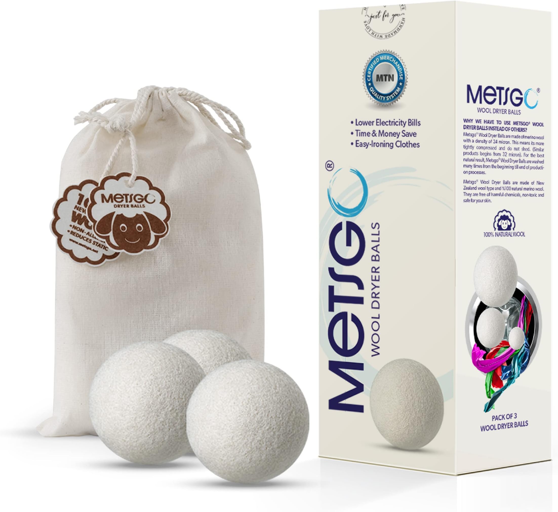 Amazon.com: METSGO | Wool Dryer Balls - 100% Organic Sheep Wool ...