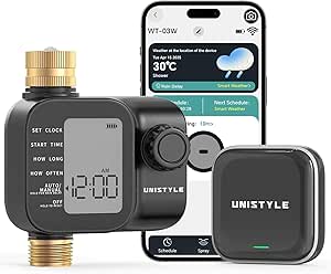 Amazon.com : [2026 Upgrade] WiFi Sprinkler Timer with Brass Inlets & Outlets, Unistyle Water ...