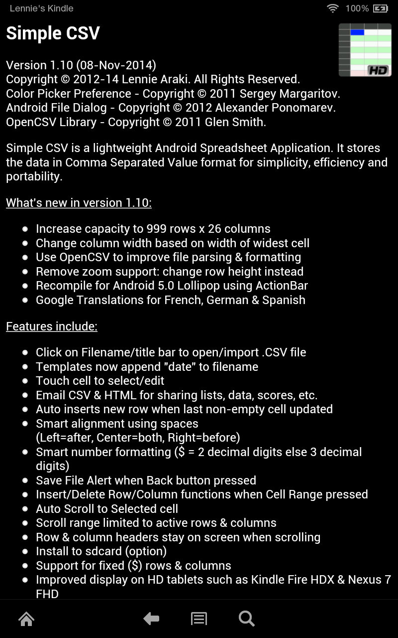 Simple CSV - App on the Amazon Appstore