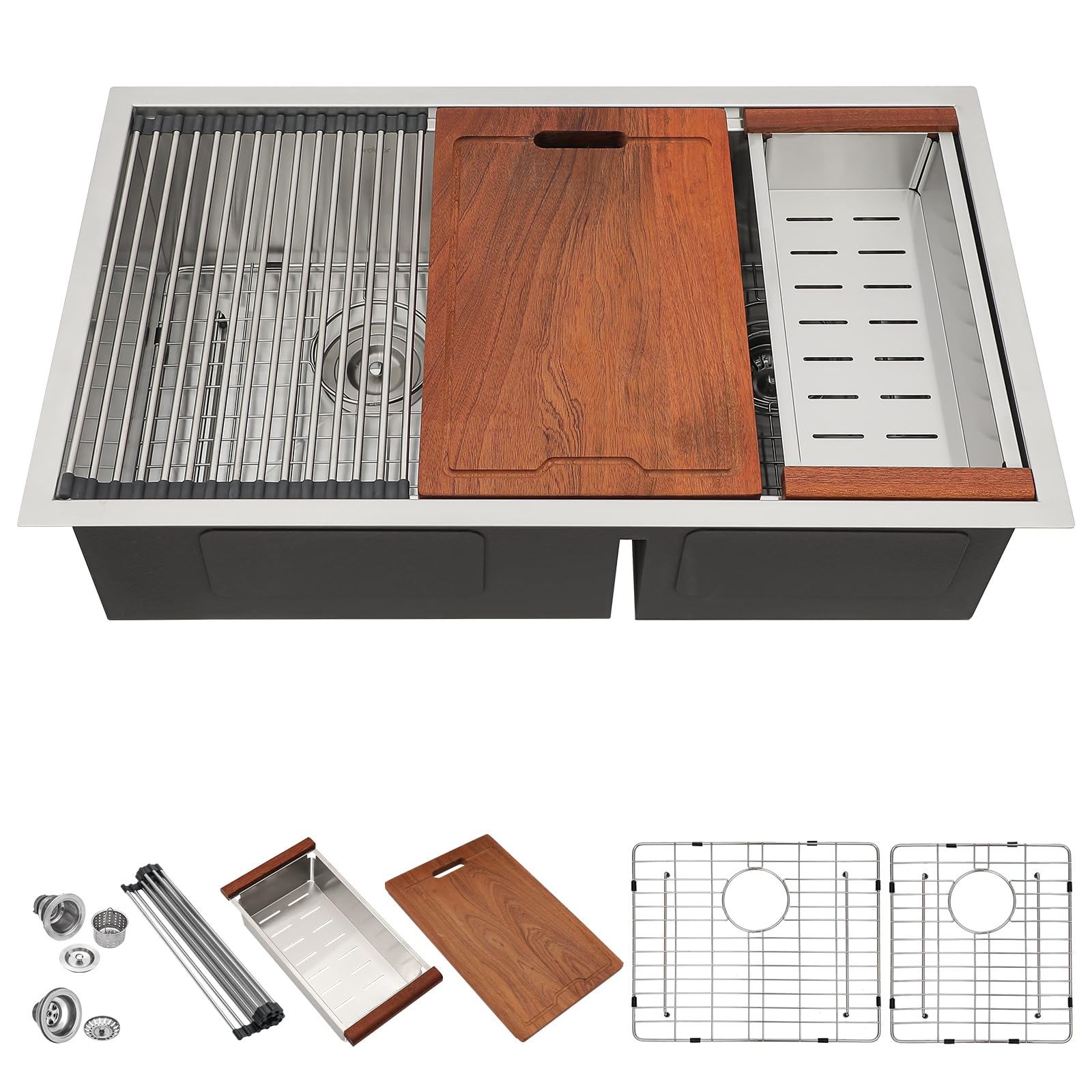 Lordear Undermount Kitchen Sink 32 Inch 16 Gauge Undermount Workstation ...