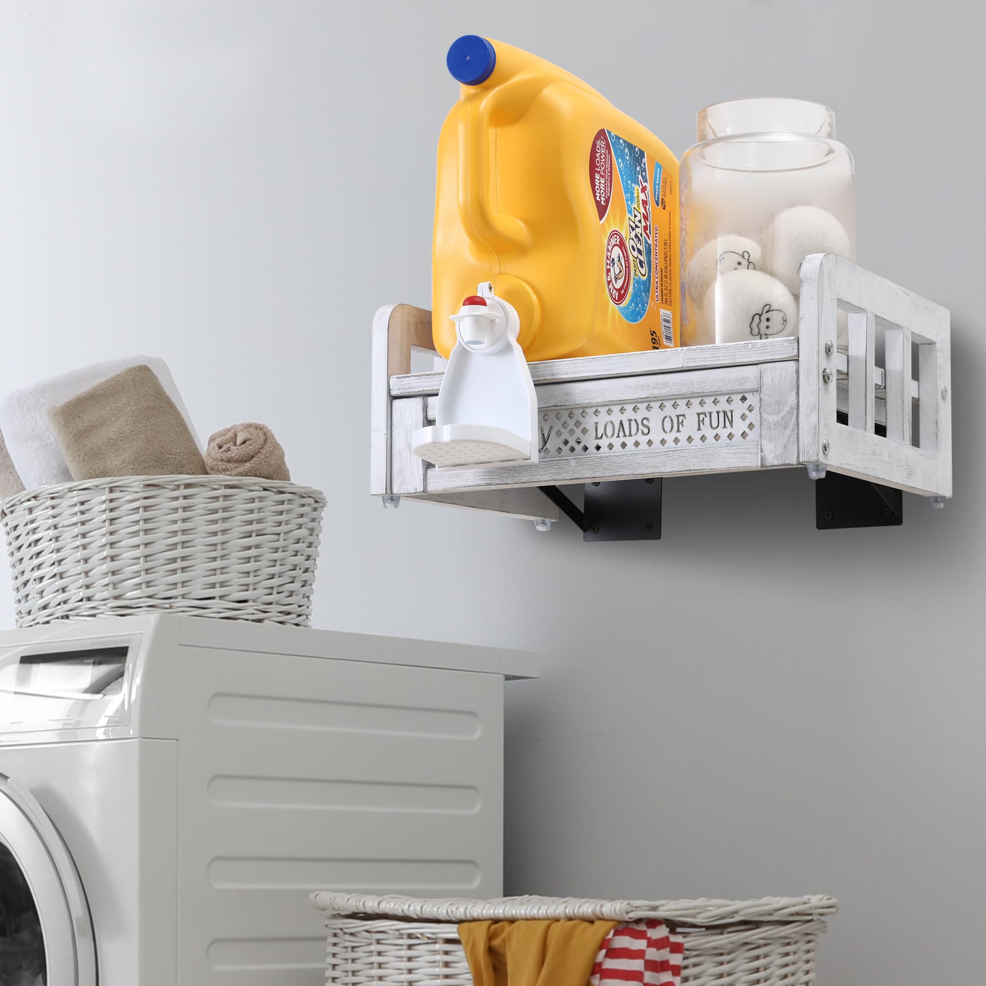 GBtroo Laundry Shelf Organizer - Chic Wooden Detergent Holder - Wall ...