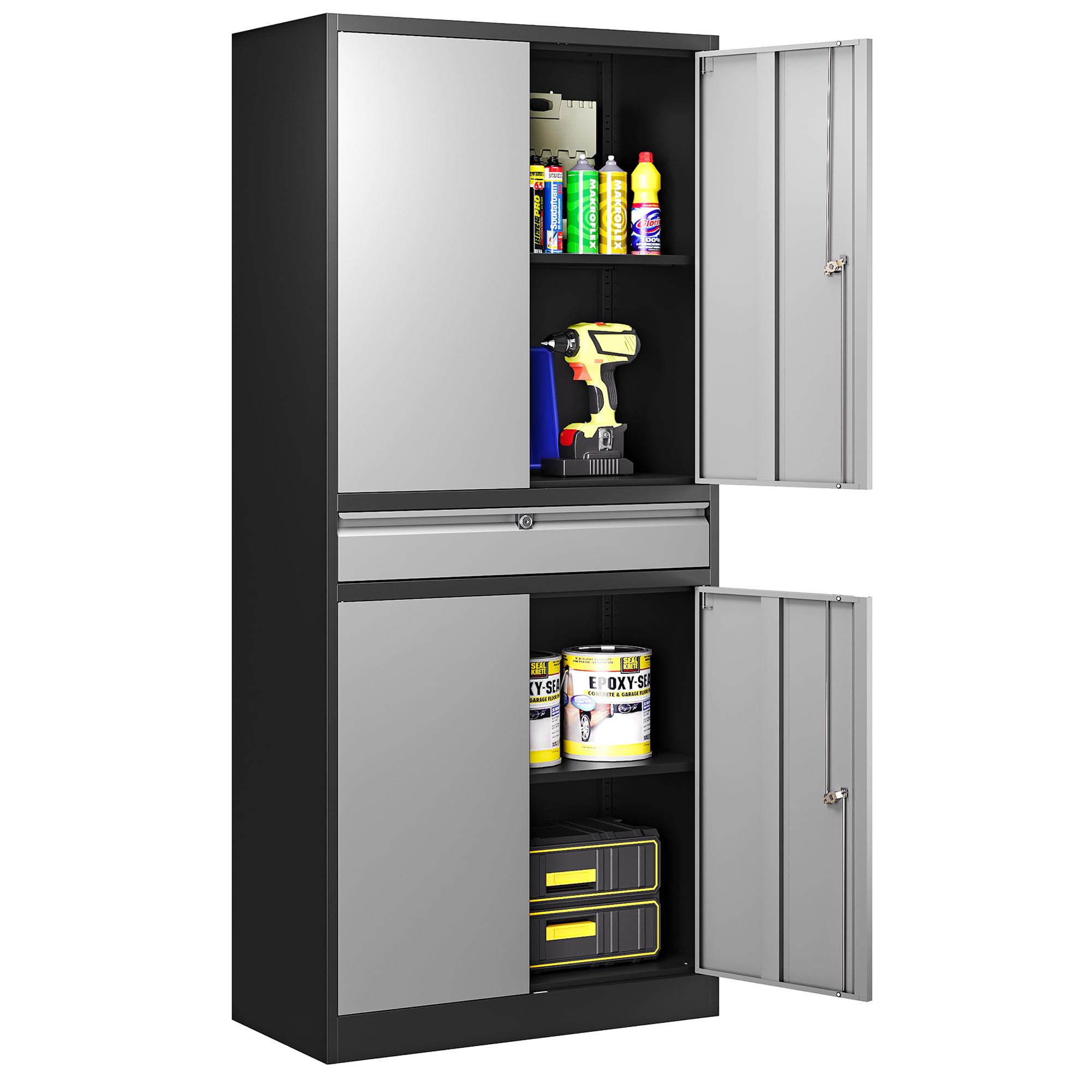 Buy Metal Garage Storage Cabinet with Drawer, 71" Garage Storage ...