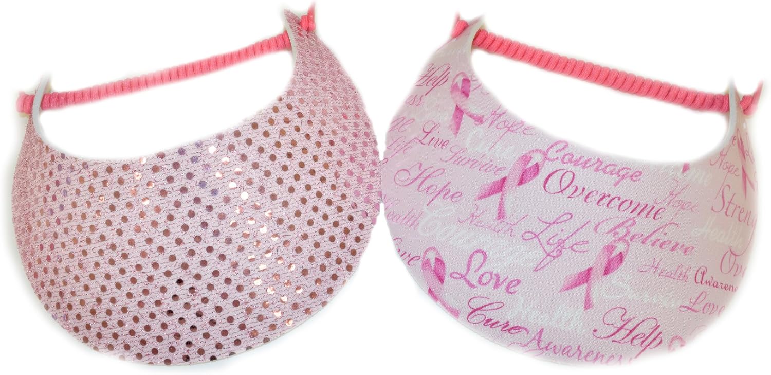 Florida Hat Company 2 Pack Foam Coil Visors: 1 Pink Sequin Glitter, 1 ...