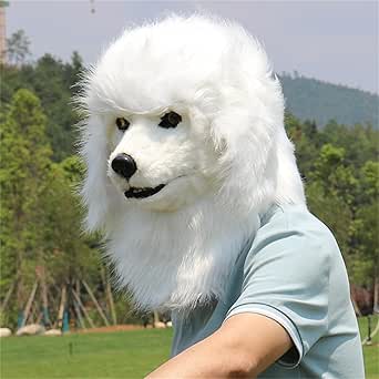 TPone Realistic Furry Animal Mask with LED Light,Plush Dog Mask with ...