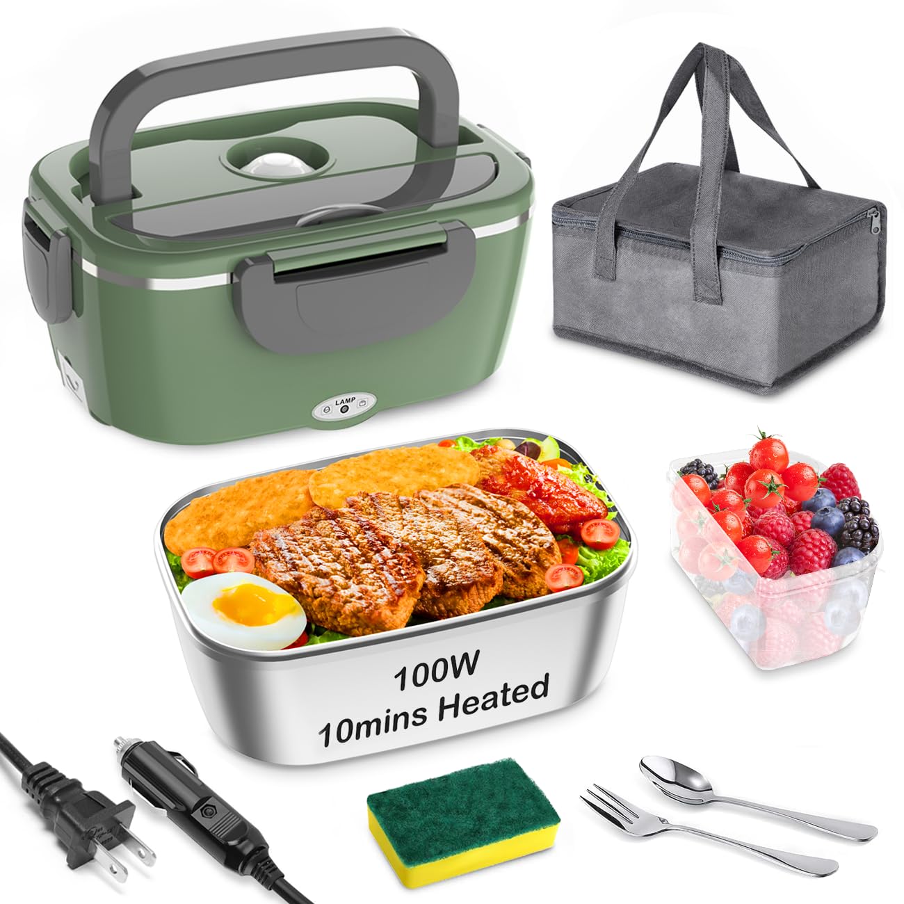 Heated lunch boxes for adults, 100W Super Fast Heated Electric Lunch ...