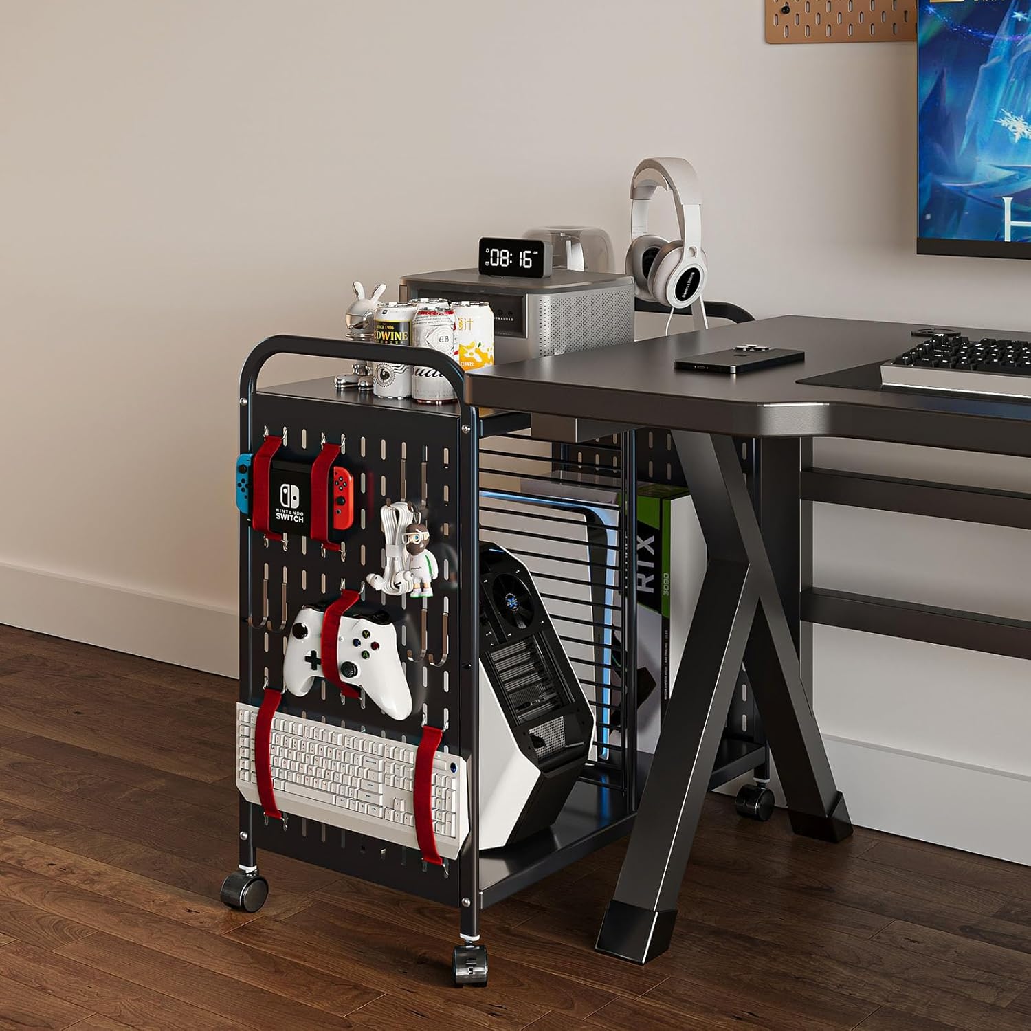 Amazon.co.jp: KoiFlow CPUスタンド PCワゴン カート サーバーラック キャスター付き PCスタンド デスクトップ コンピューター収納ラック PC本体収納 オフィス ...