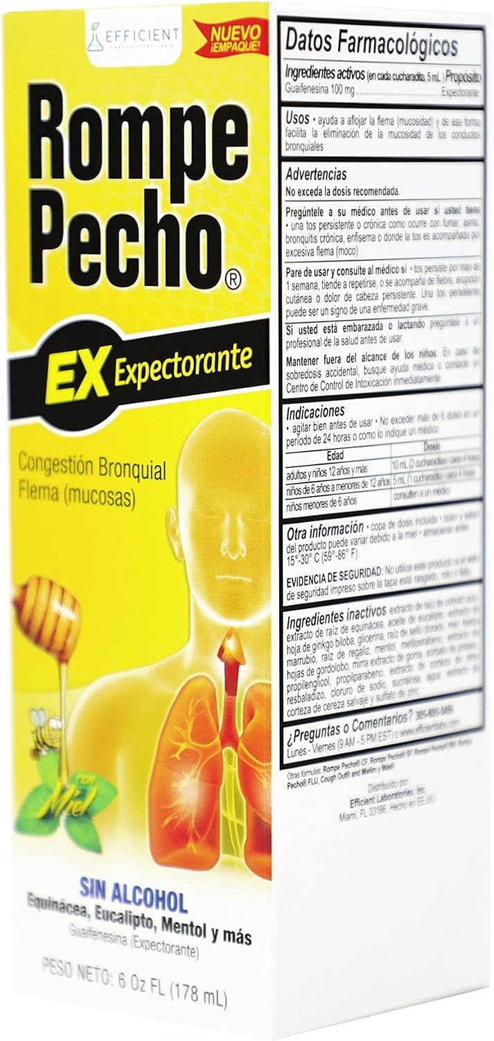 Rompe Pecho EX, Jarabe para la tos, 6 Oz, Botella. – Yaxa Colombia