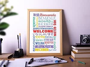Amazon.com: Multilingual Welcome Sign Wall Art, Unframed Poster ...