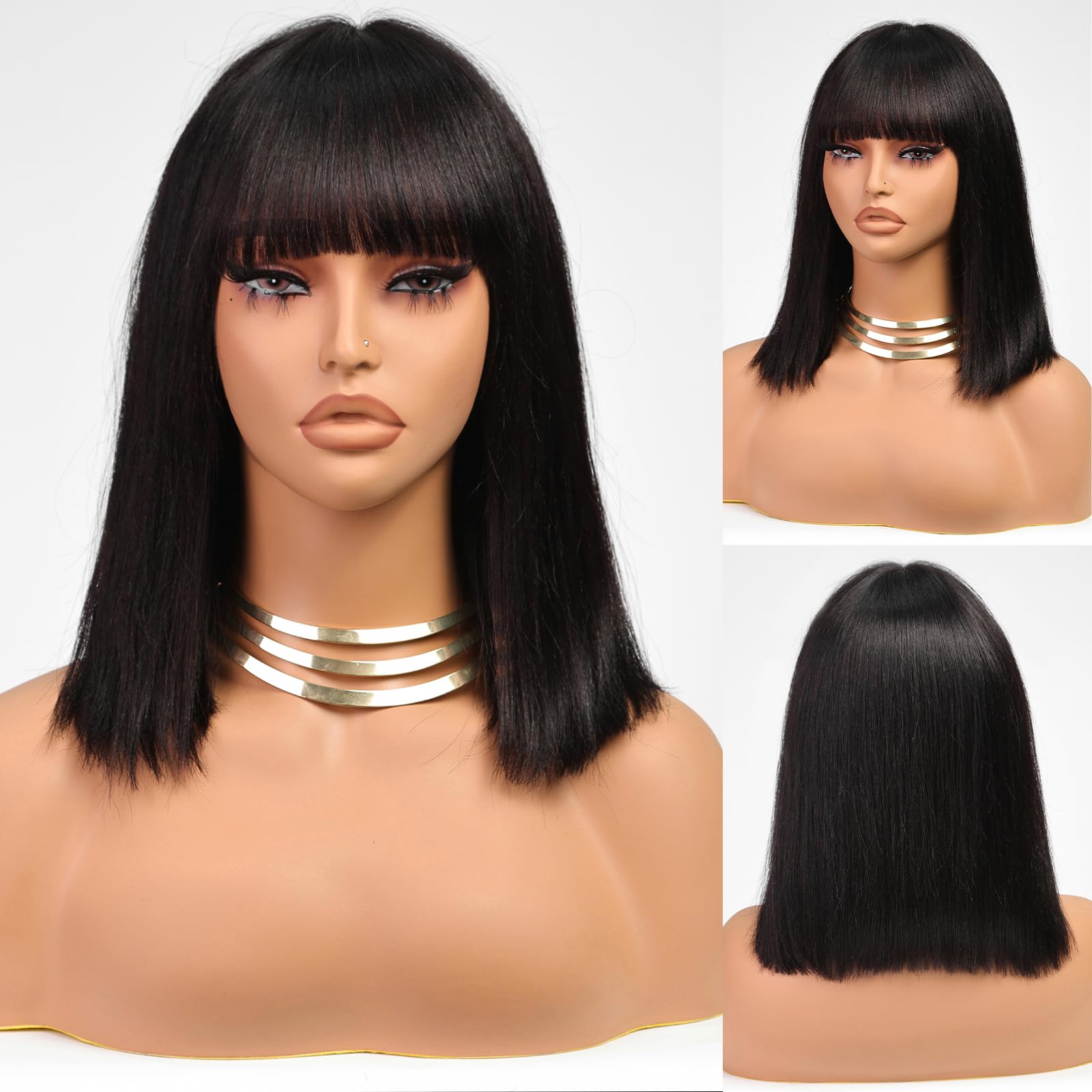 Snapklik.com : KKU 12 Inch Short Black Bob Wig