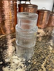 Amazon.com | Greenline Goods Ribbed Ripple Art Deco Glassware Set of 4 ...